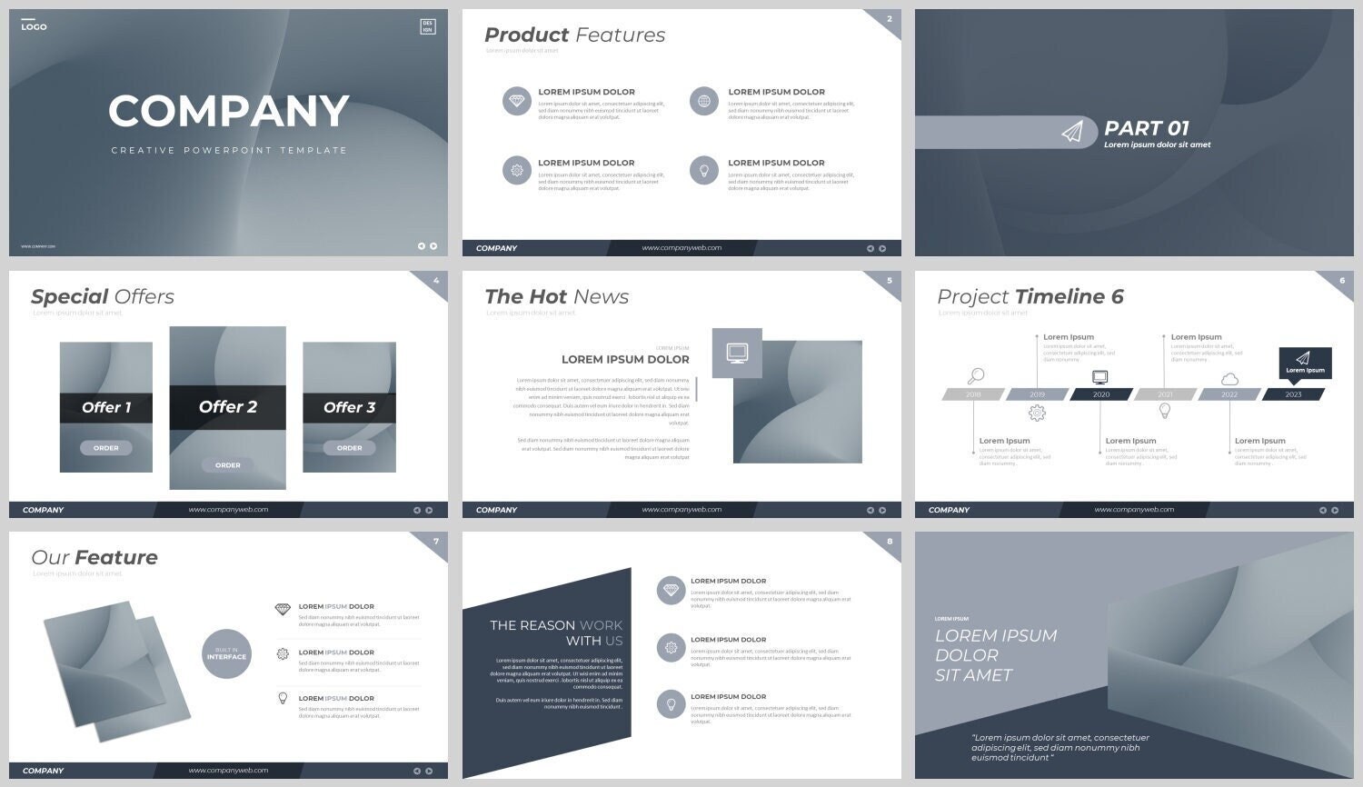 Modern Gray Clean Business Powerpoint Template - Etsy