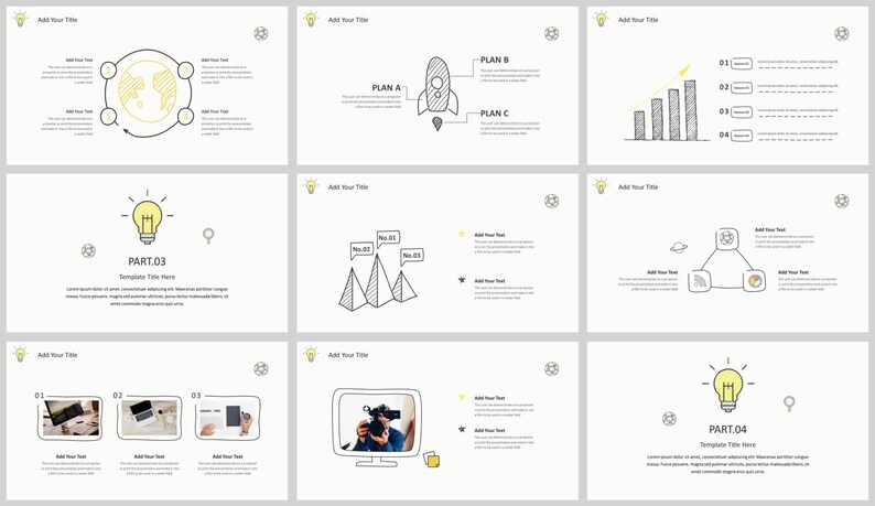 Minimal Hand Drawn Powerpoint Presentation Template - Etsy