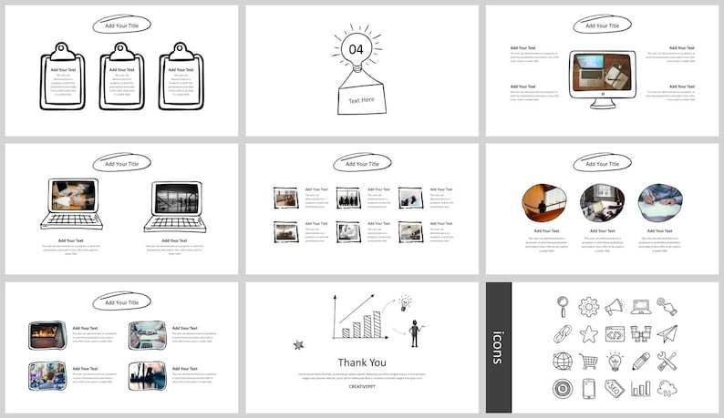 Minimal Hand Drawn Powerpoint Presentation Template - Etsy