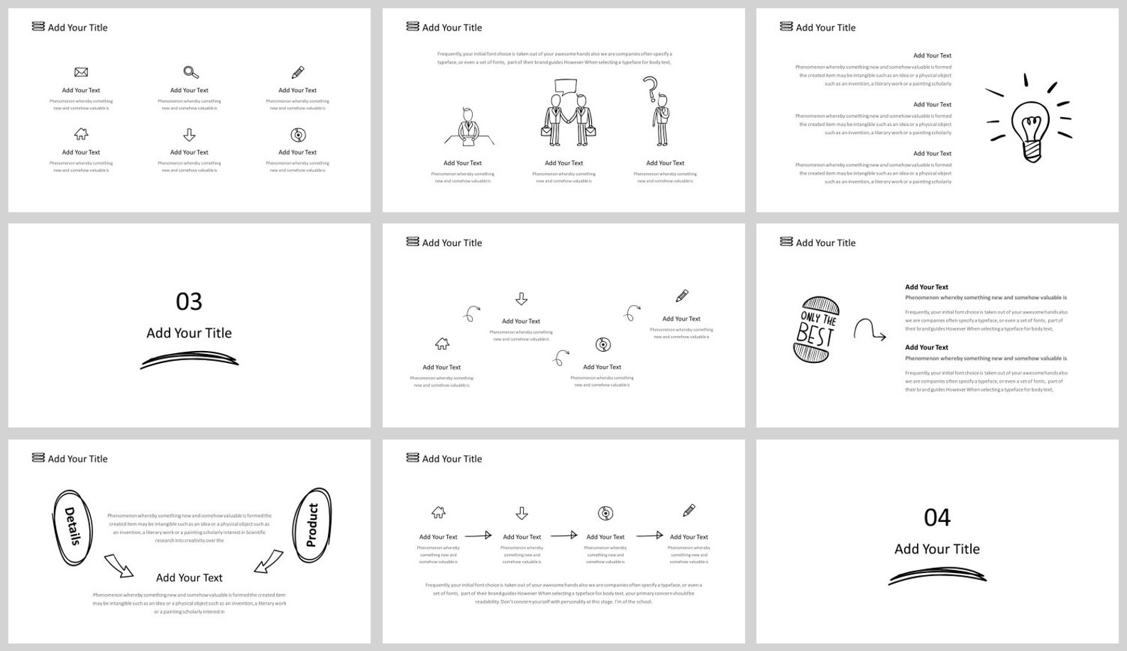 Minimal Hand Drawn Powerpoint Presentation Template - Etsy
