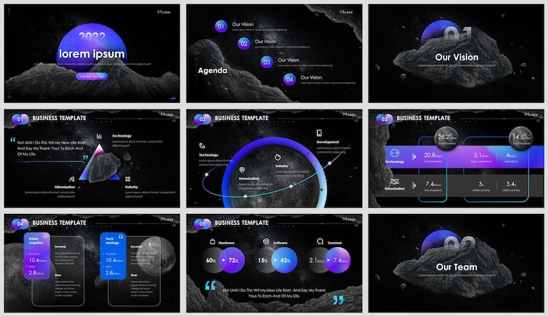 Modern Clean Space Star Meteor Business Powerpoint Template - Etsy