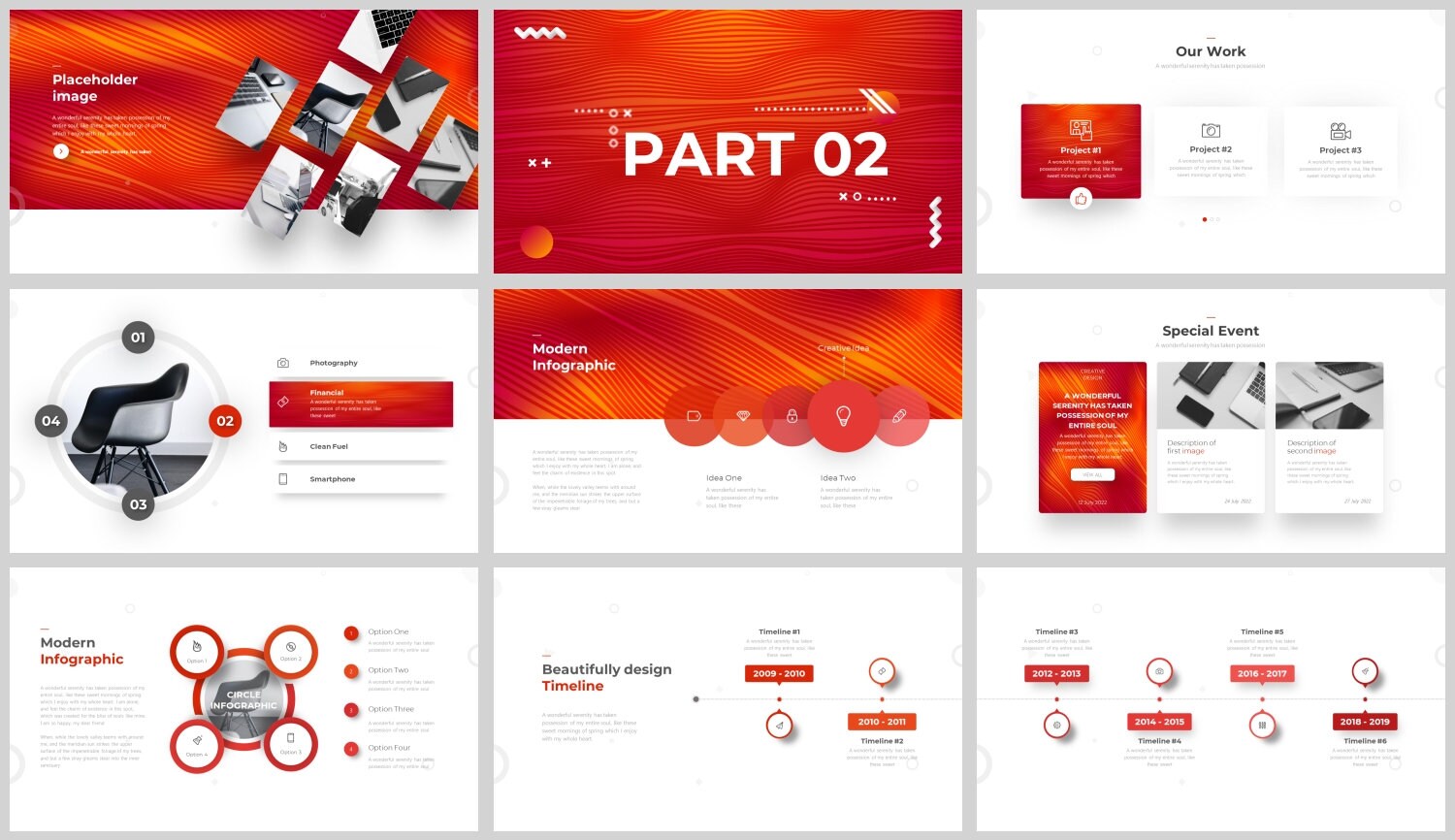 Modern Red Clean Business Powerpoint Template - Etsy