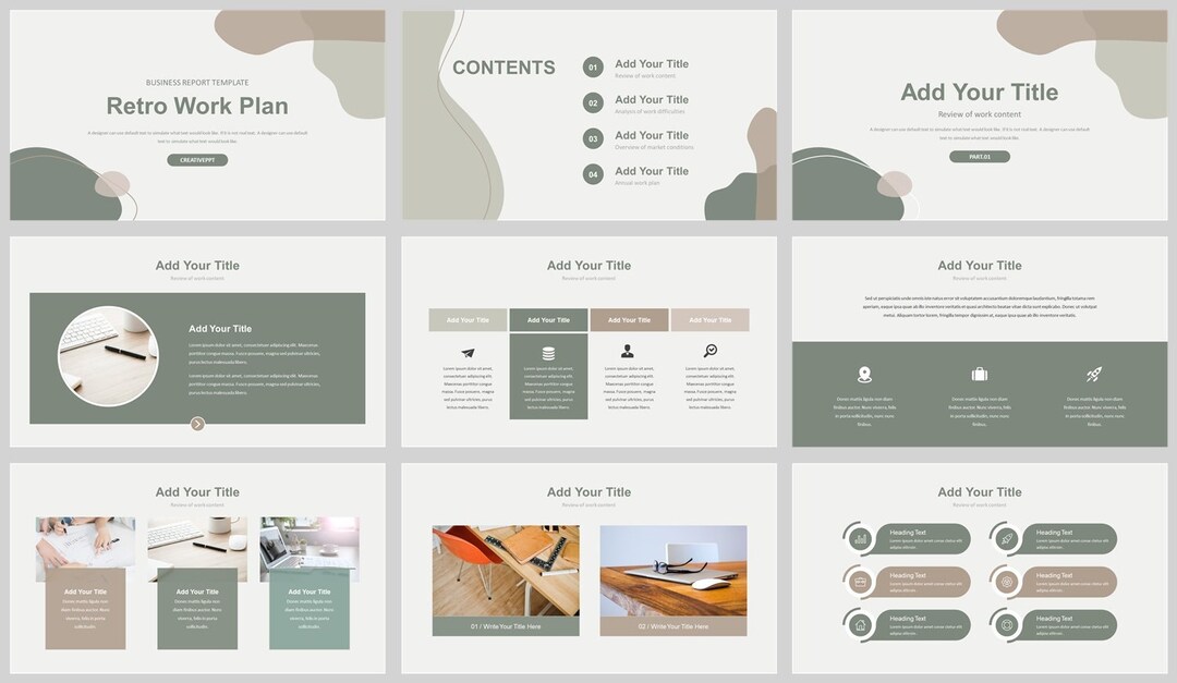 Retro Minimal Clean Work Plan Powerpoint Template - Etsy