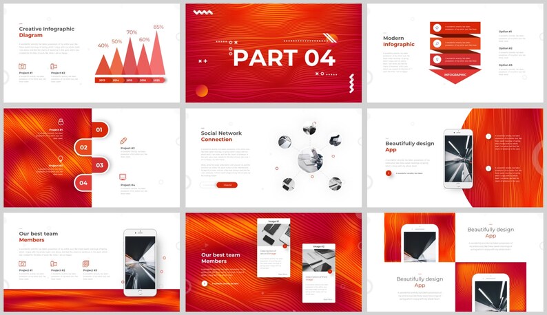 Modern Red Clean Business Powerpoint Template - Etsy
