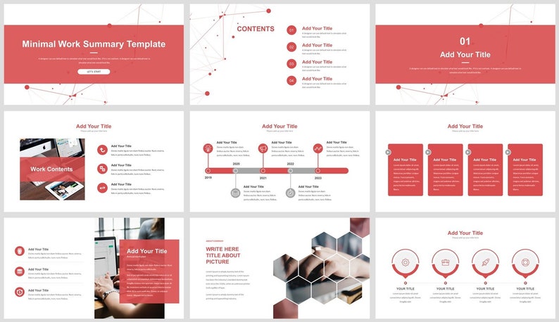 Minimal Red Work Summary Template Powerpoint Template - Etsy
