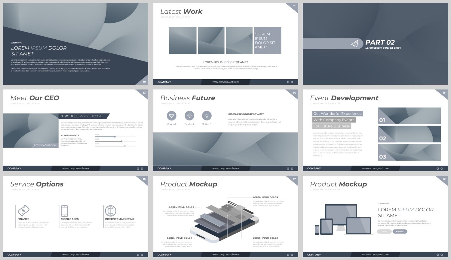 Modern Gray Clean Business Powerpoint Template - Etsy