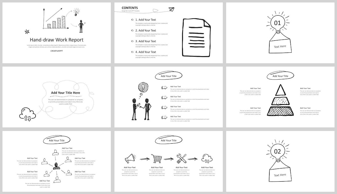 Minimal Hand Drawn Powerpoint Presentation Template - Etsy