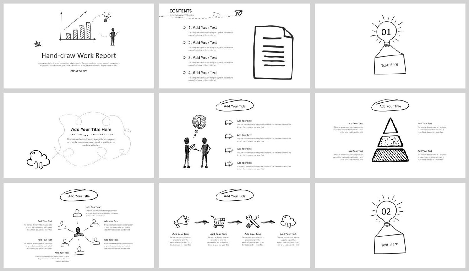 Minimal Hand Drawn Powerpoint Presentation Template - Etsy
