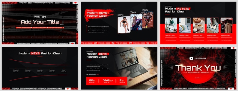 Modern Red Fahsion Clean Business Powerpoint Template - Etsy