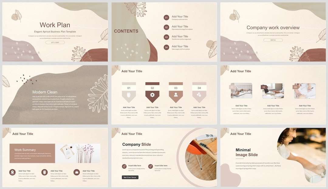 Elegant Apricot Business Plan Powerpoint Template - Etsy
