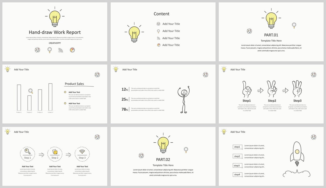 Minimal Hand Drawn Powerpoint Presentation Template - Etsy