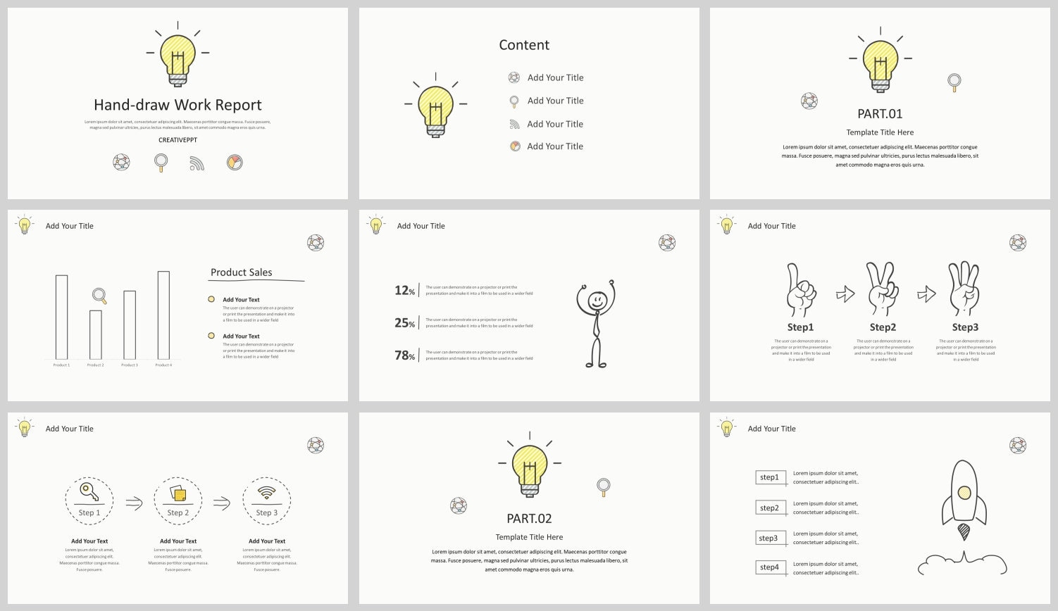 Minimal Hand Drawn Powerpoint Presentation Template - Etsy