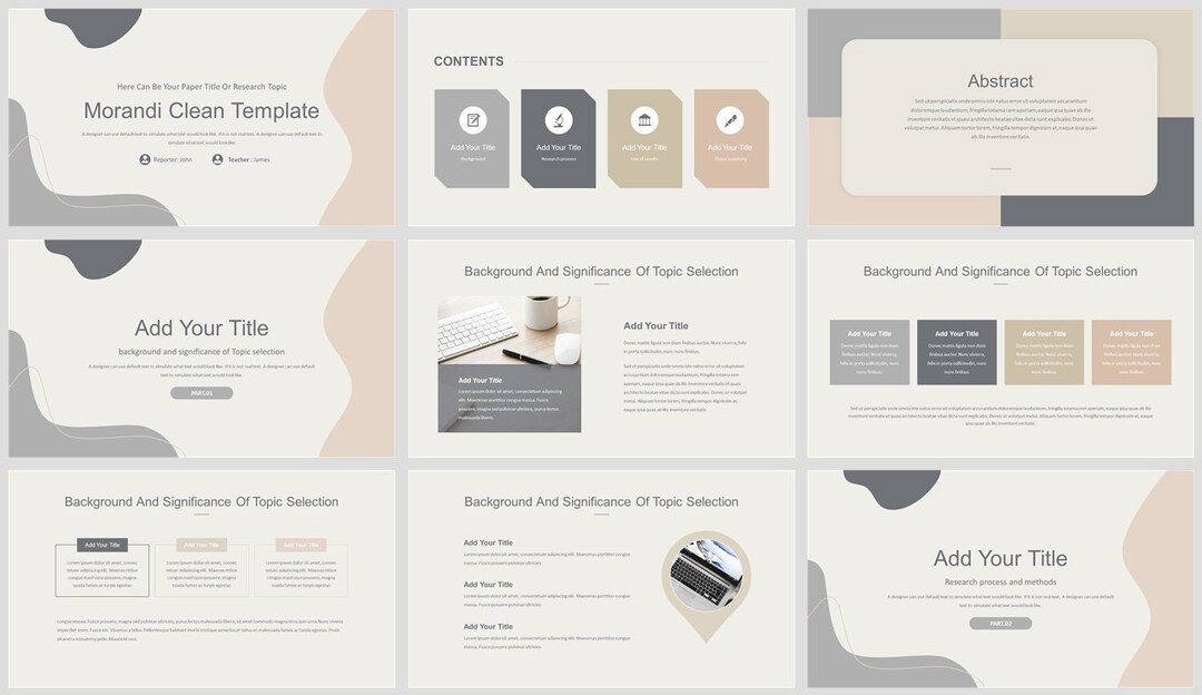 Morandi Clean Graduation Defense Report Powerpoint Template - Etsy