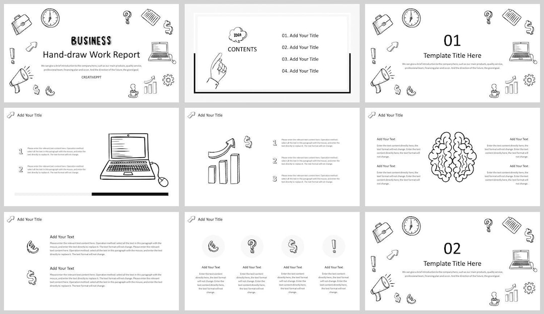 Minimal Hand Drawn Powerpoint Presentation Template - Etsy