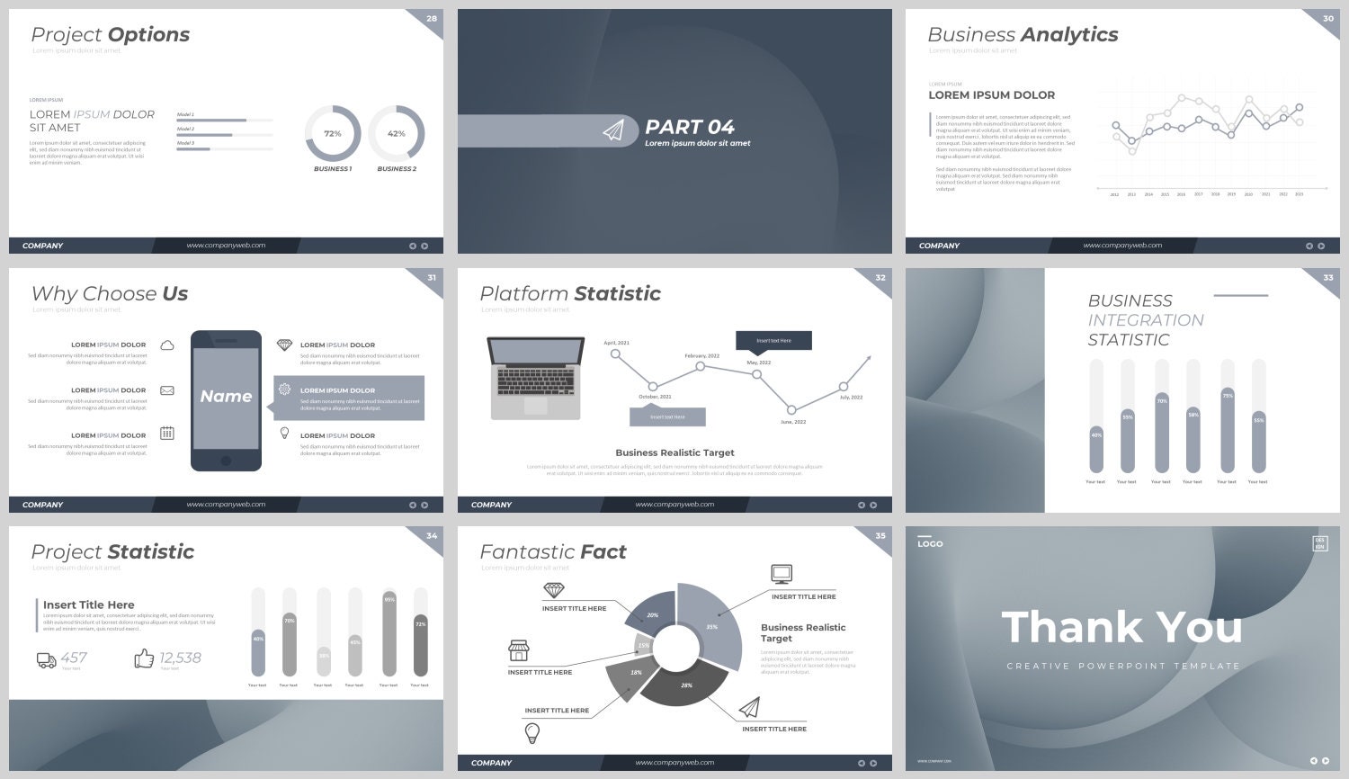 Modern Gray Clean Business Powerpoint Template - Etsy