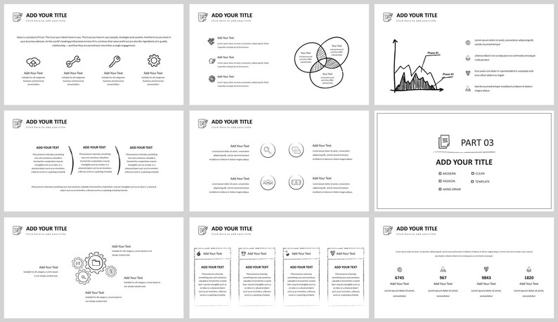 Minimal Hand Drawn Powerpoint Presentation Template - Etsy