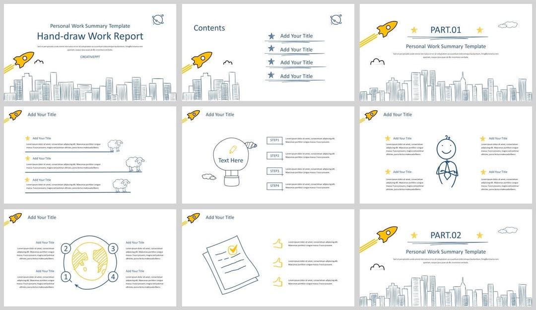 Minimal Hand Drawn Powerpoint Presentation Template - Etsy