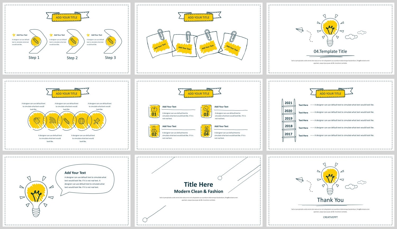 Minimal Hand Drawn Powerpoint Presentation Template - Etsy