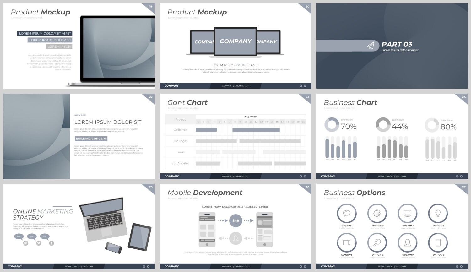 Modern Gray Clean Business Powerpoint Template - Etsy