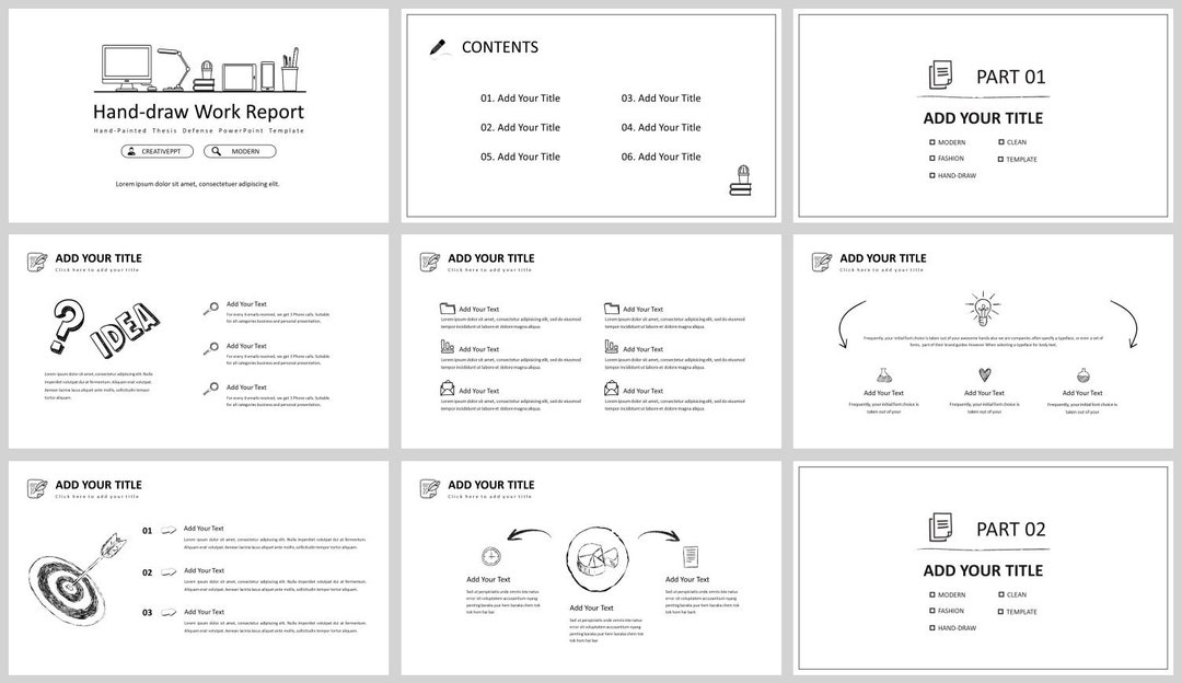 Minimal Hand Drawn Powerpoint Presentation Template - Etsy