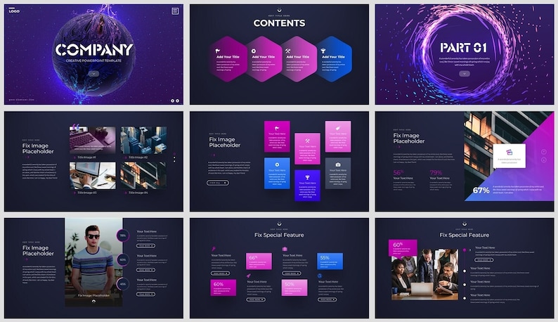 Blue Purple Technology Particle Internet Business Powerpoint Template ...