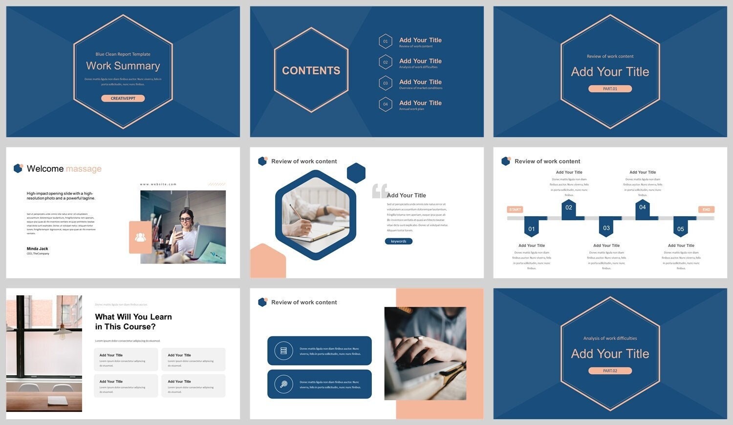 Minimal Clean Business Work Summary Powerpoint Template - Etsy