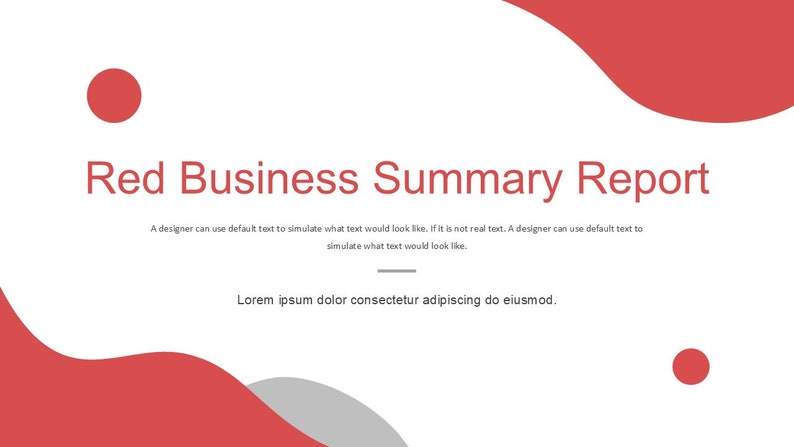 Minimal Clean Red Work Summary Report Powerpoint Template - Etsy
