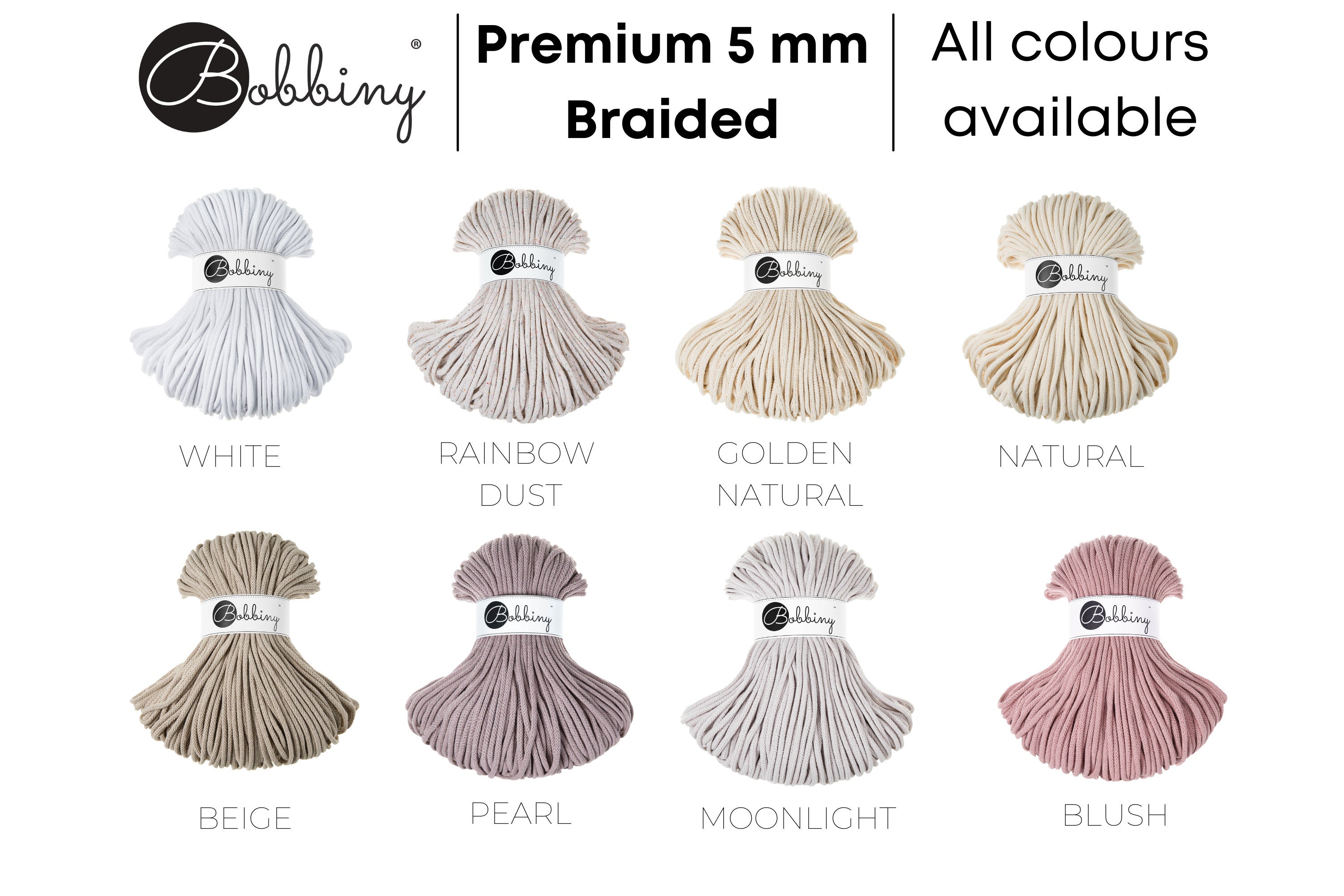 Bobbiny Premium 5mm Braided Cotton Natural Colour | Etsy UK
