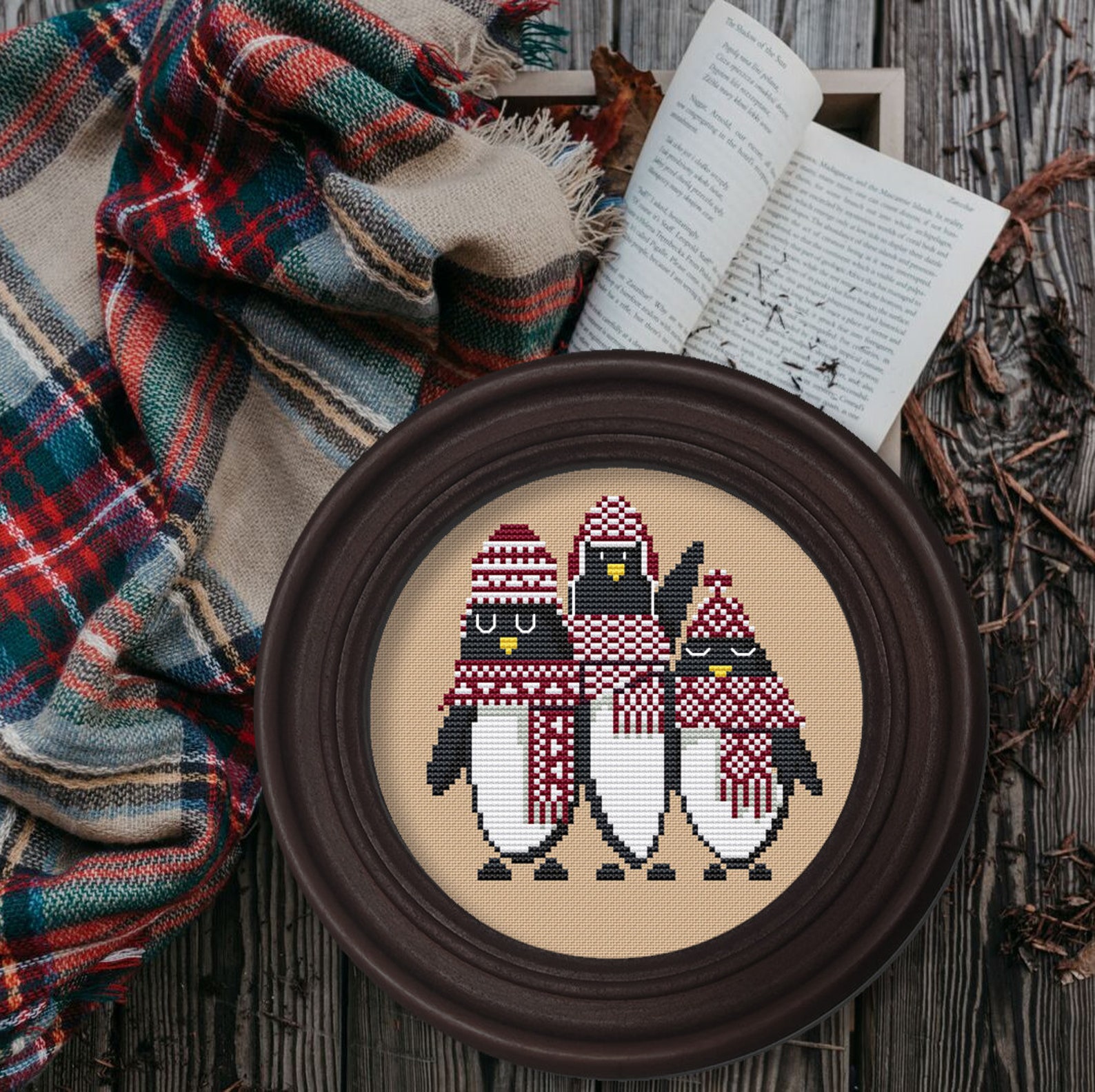 Funky Little Penguins Christmas Cross Stitch Pattern Funny Animals ...
