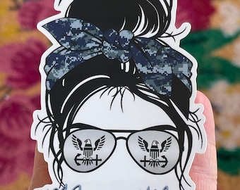 Messy Bun, Airforce Mom, Military Mom Die Cut Decal, Weatherproof ...