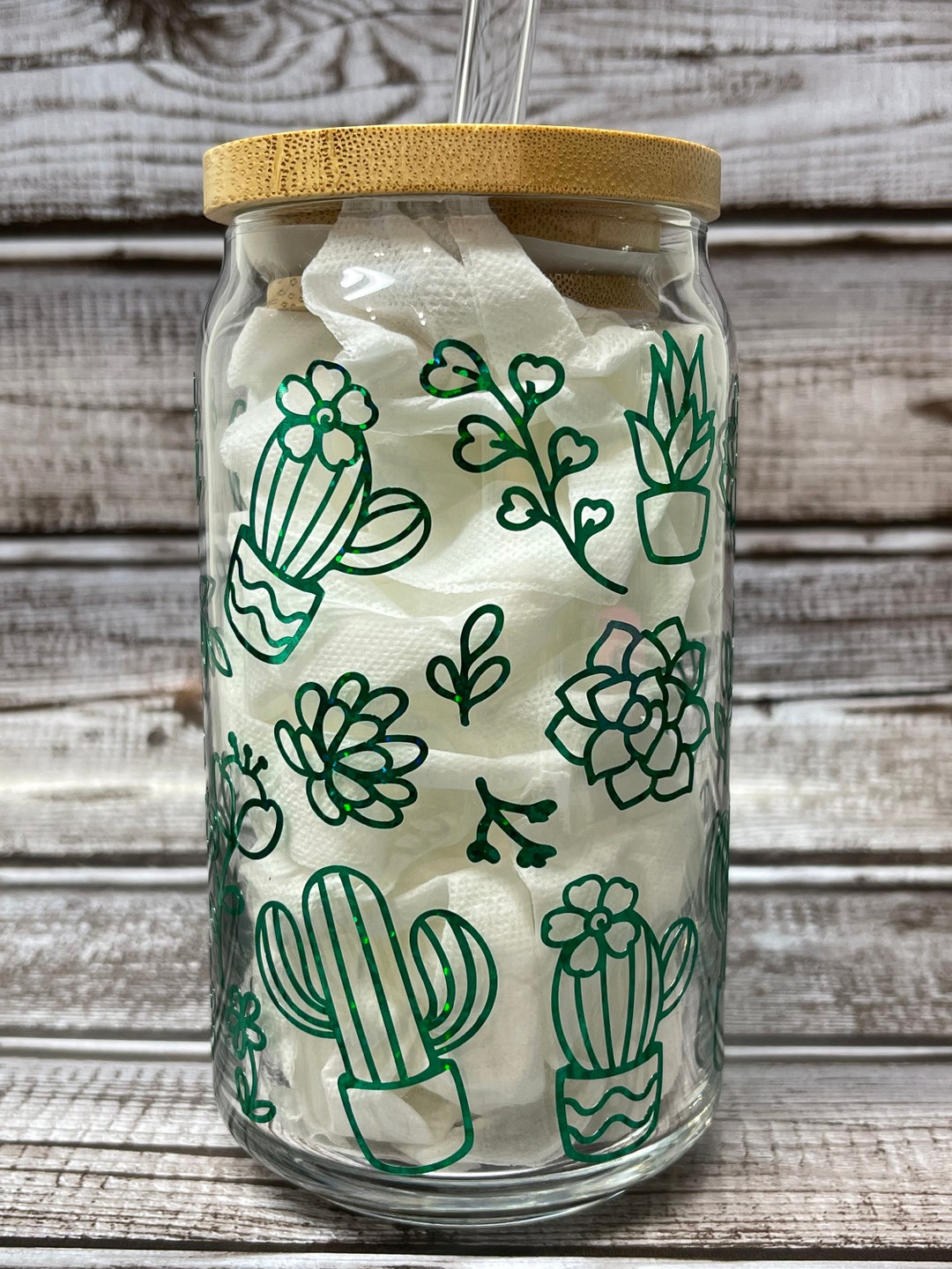 Cactus, Succulents Glass Can, Beer Can Glass - Etsy