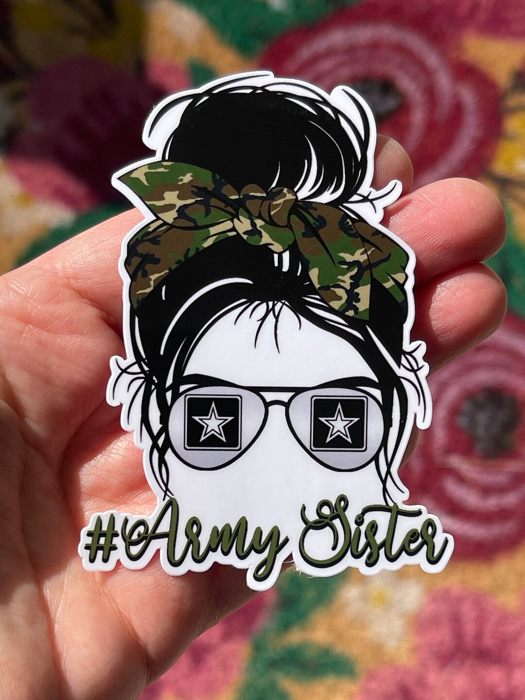 Messy Bun Army Family, Army Sister, Army Aunt, Army Grandma, Army Step ...