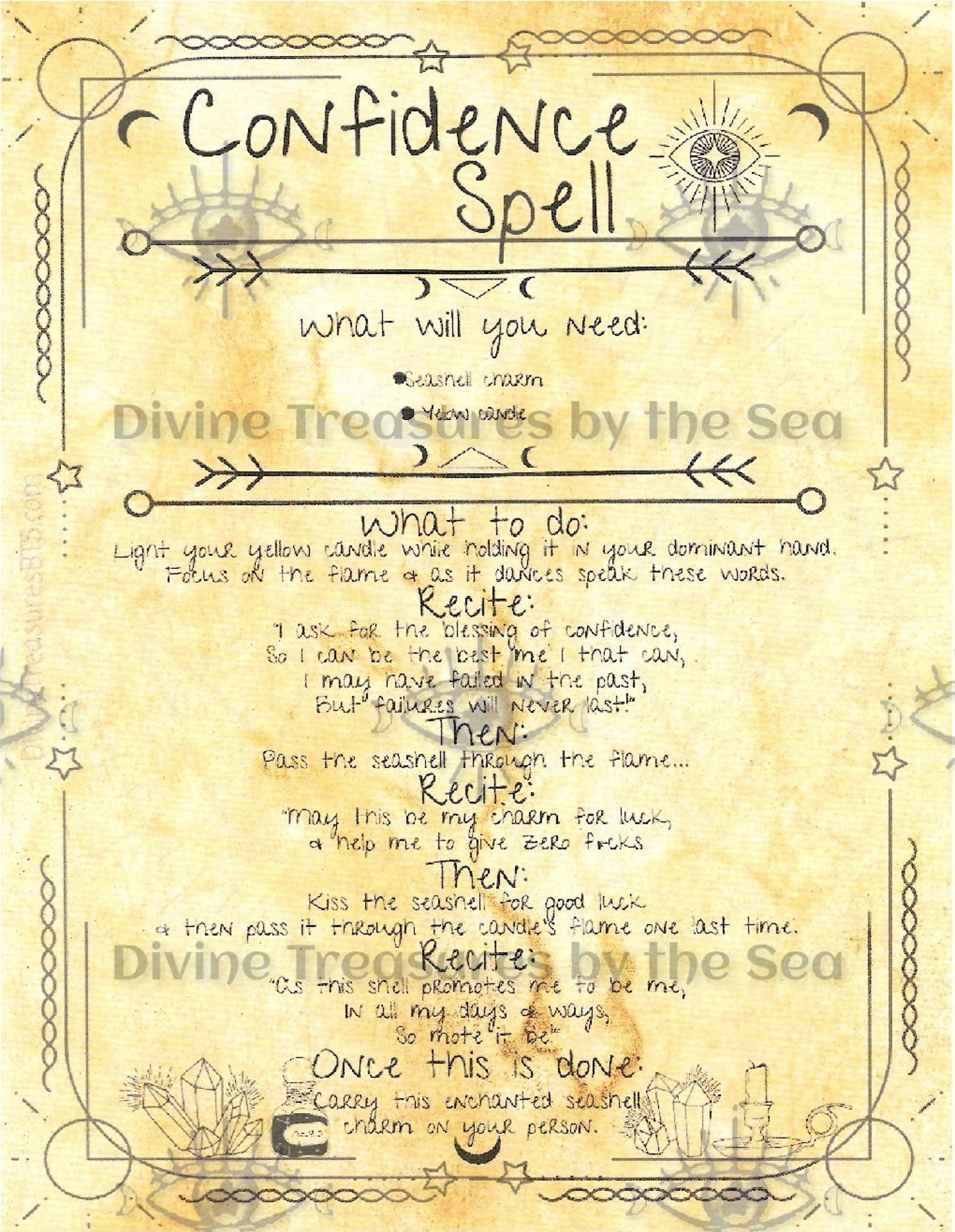 Physical Confidence Spell Pages on Distressed Parchment - Etsy
