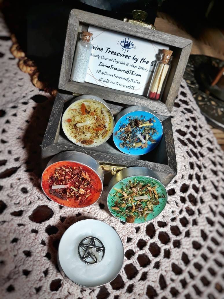Mini Traveling Altar-elemental Circle Casting Candle Box Kit | Etsy