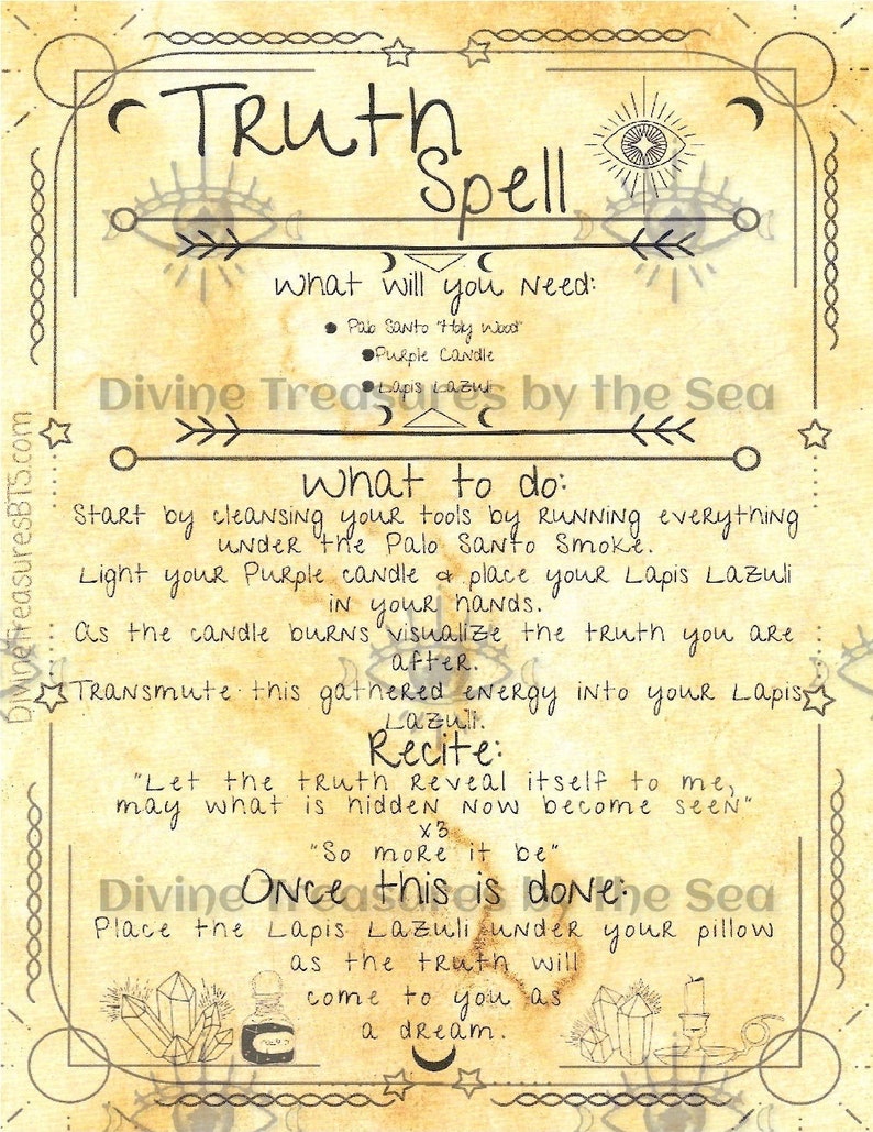 Physical Truth Spell Pages on Distressed Parchment - Etsy