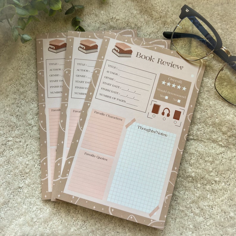 Cute Book Review Notepad | 5” X 8”| 50 Sheets Tear Away | Bookish Gift ...