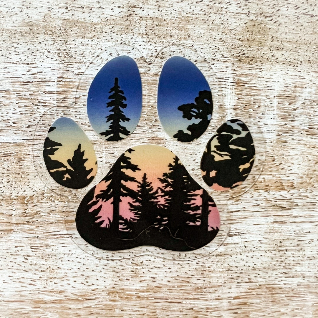 Sunset Paw Print Vinyl Sticker | 2.5” Clear Sticker | Animal Lover ...