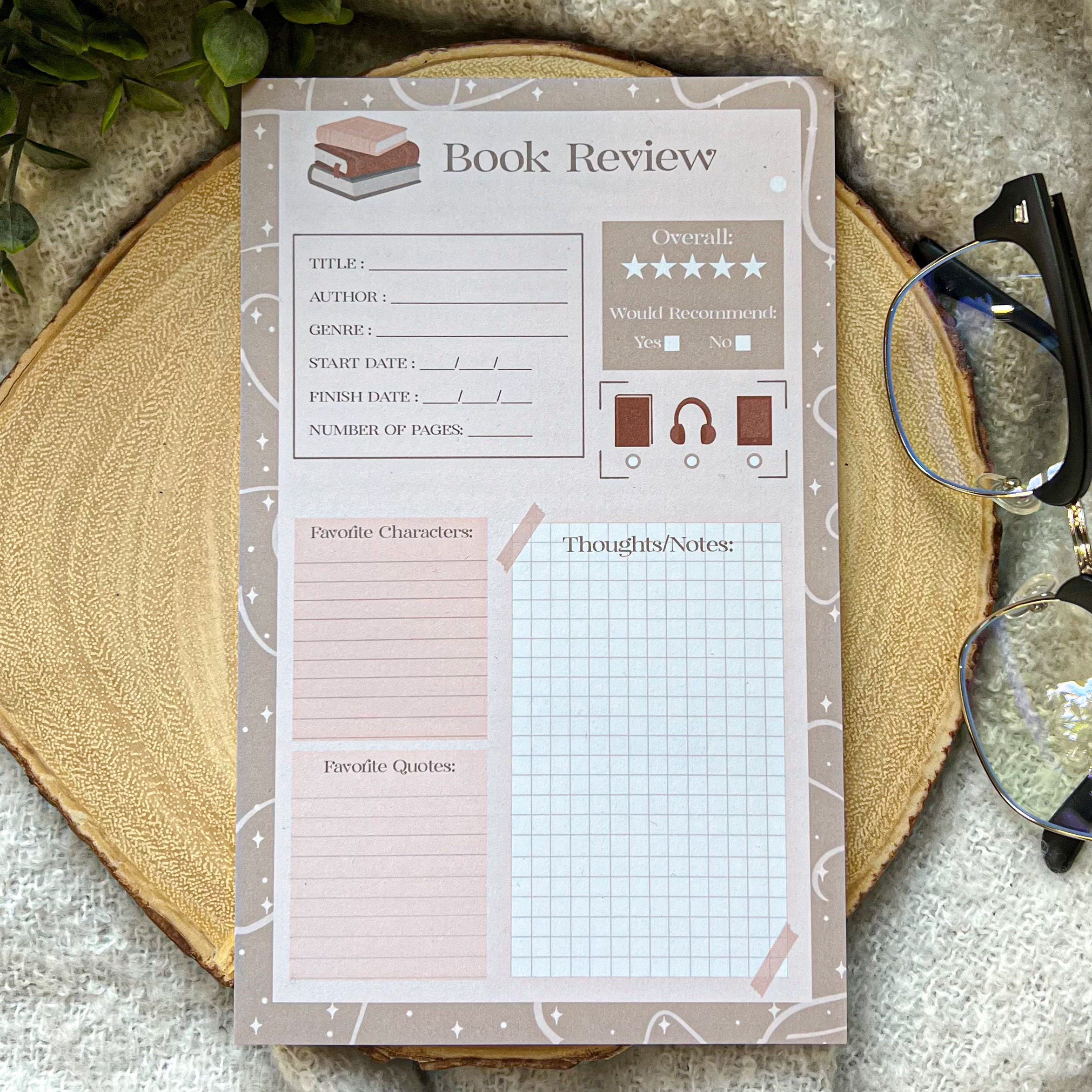 Cute Book Review Notepad | 5” X 8”| 50 Sheets Tear Away | Bookish Gift ...
