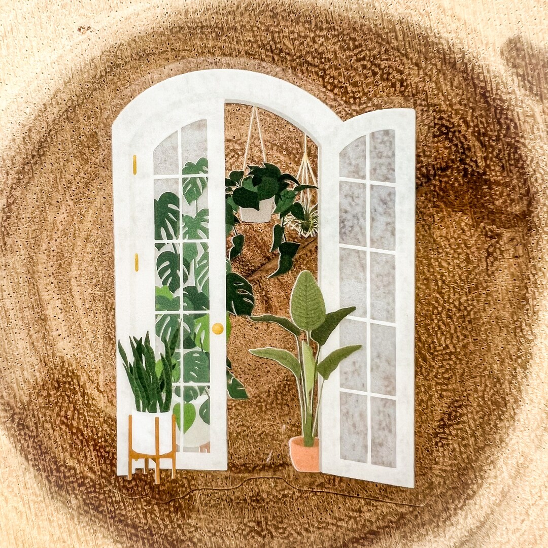 Plant French Door Vinyl Sticker | Plant Window Sticker | Clear Plant ...