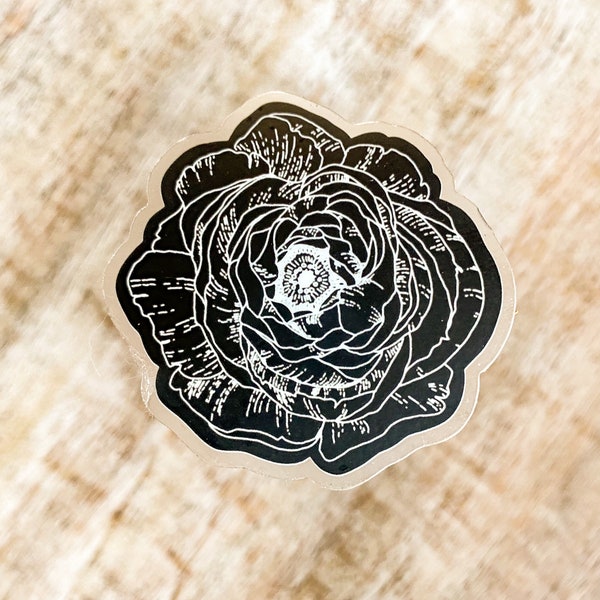 Black Flower Sticker - Etsy