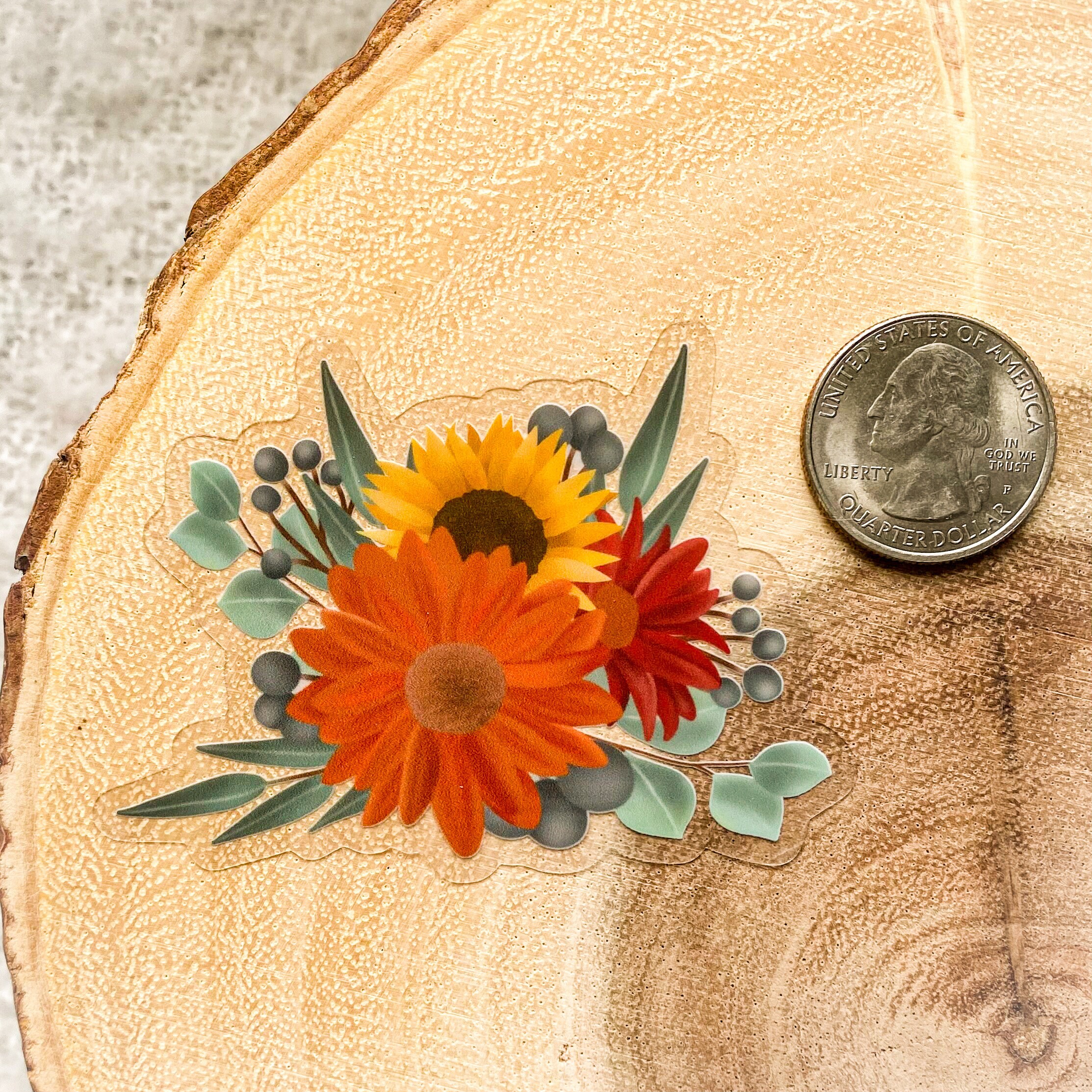 Fall Flower Bouquet Clear Vinyl Sticker Autumn Waterproof - Etsy