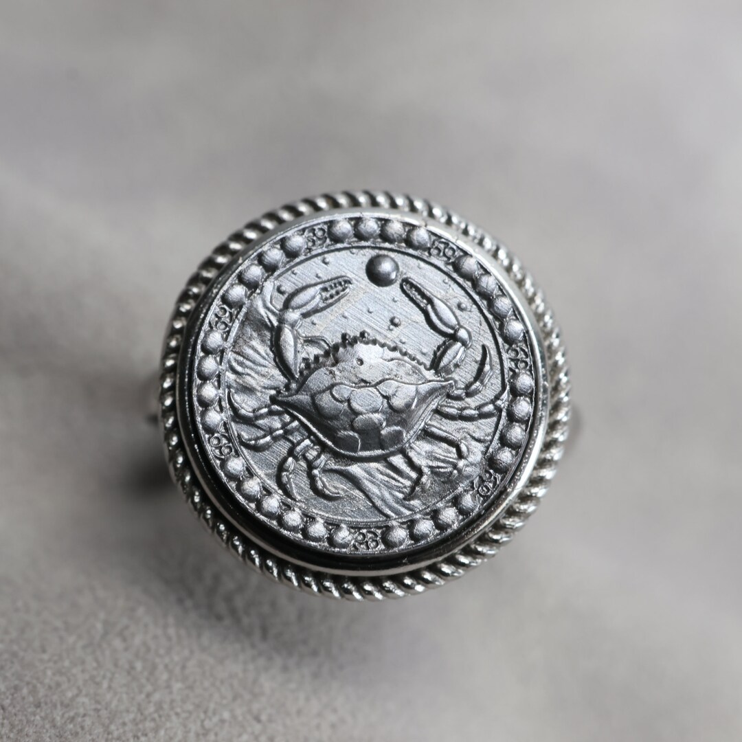 Meteorite Carved Cancer Ring, Meteorite Ring , Muonionalusta Meteorite ...
