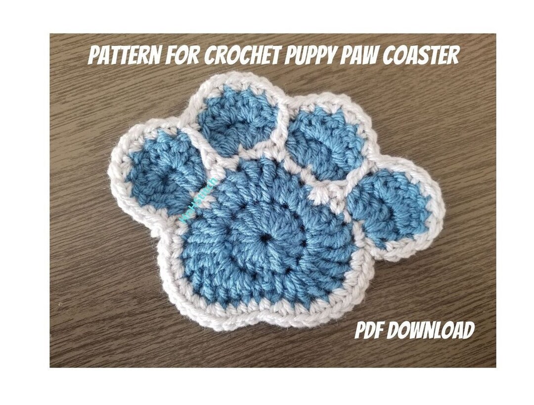 PATTERN for Crochet Puppy Paw Coaster, Pdf Pattern for Dog Animal Paw ...