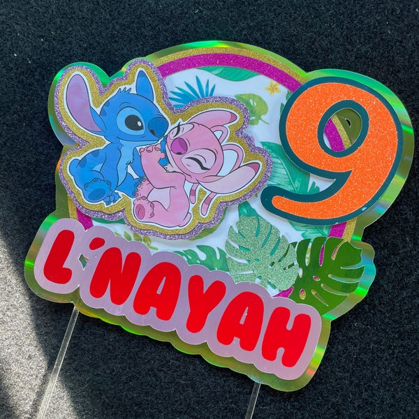 Stitch and Angel Cake Topper - Etsy UK