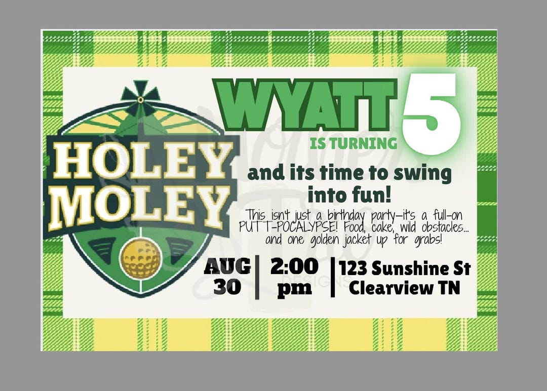 Holey Moley/golf Birthday Invitation (editable in Canva) - Etsy