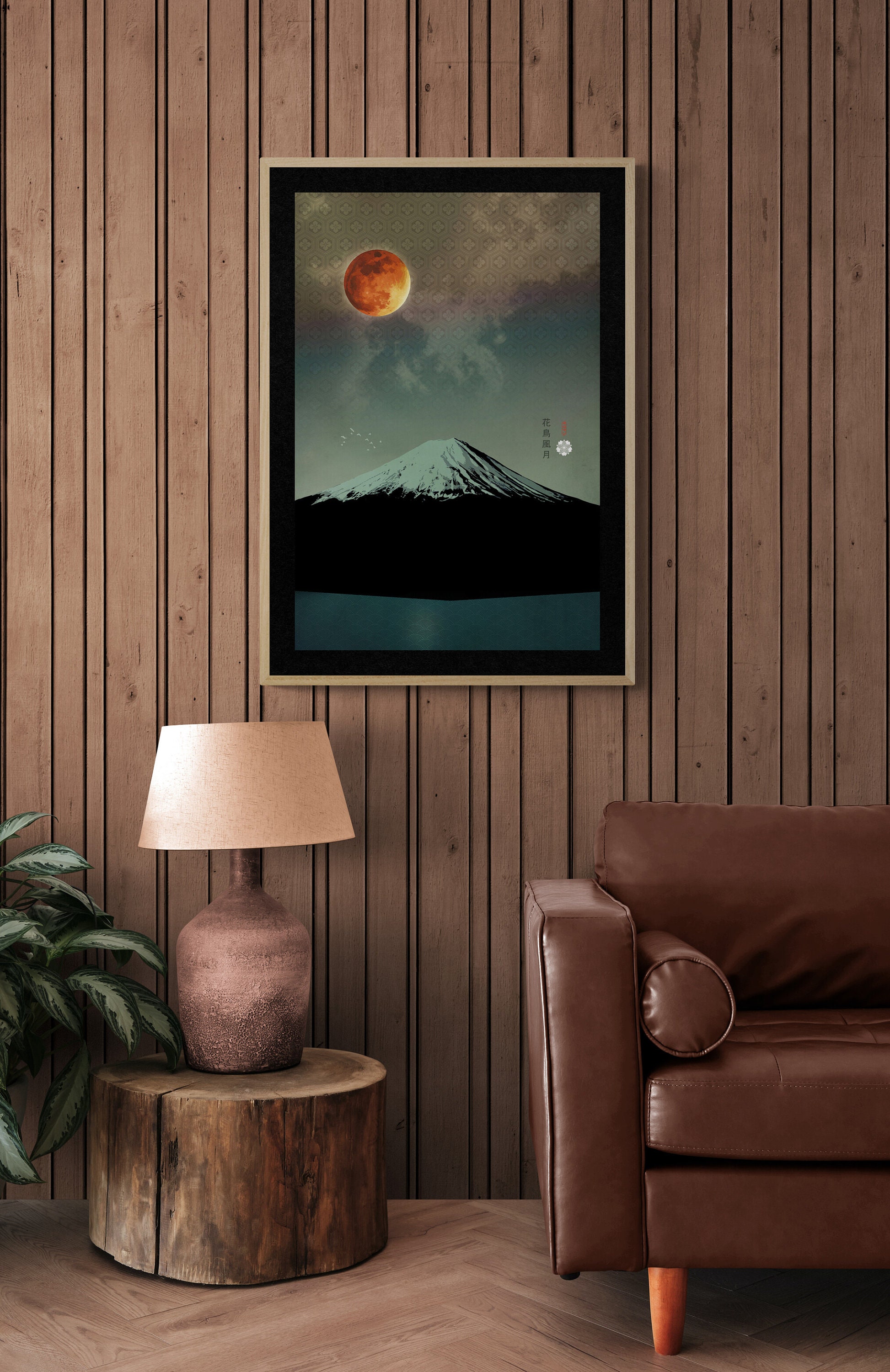 Full Moon Over Mt Fuji - Mount Fuji Wall Art, Moon Poster, Japanese Art ...