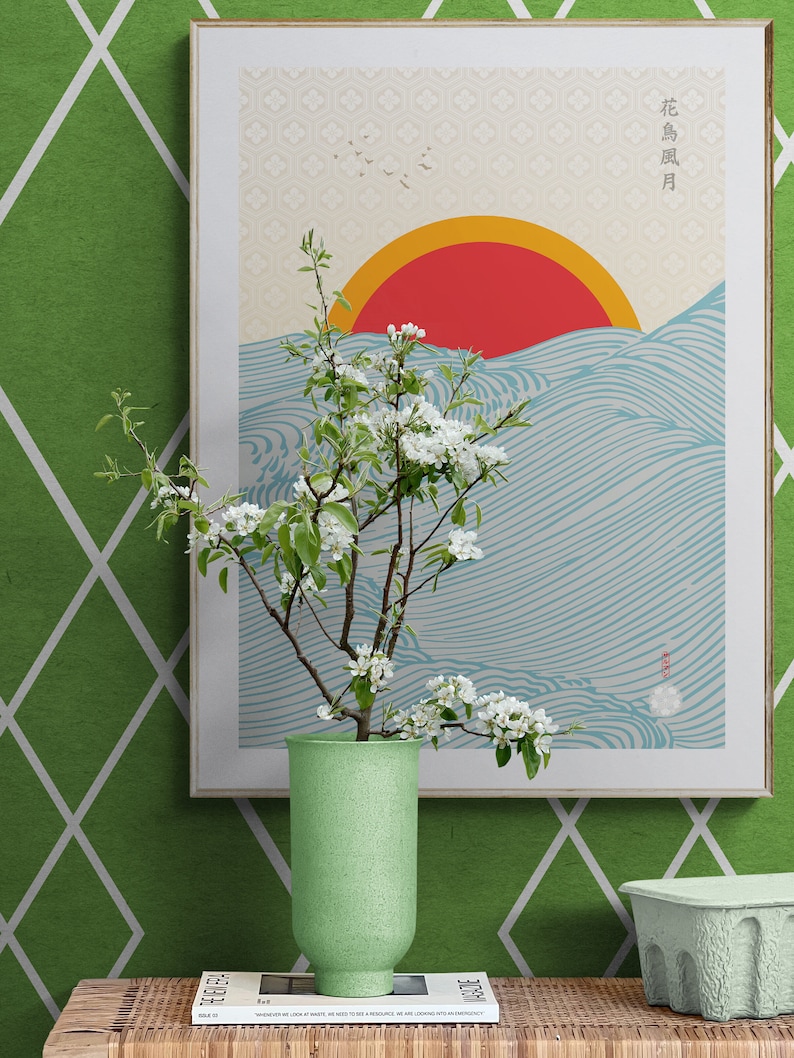The Rising Sun Japanese Waves, Hokusai Print, Japanese Art Print ...