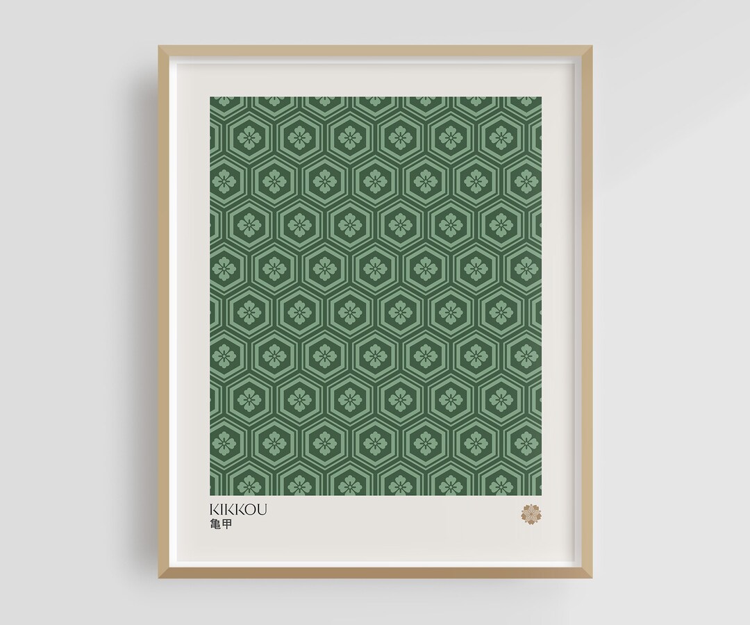 Kikkou - Japanese Art Print, Wagara Pattern, Japandi Wall Art, Digital ...