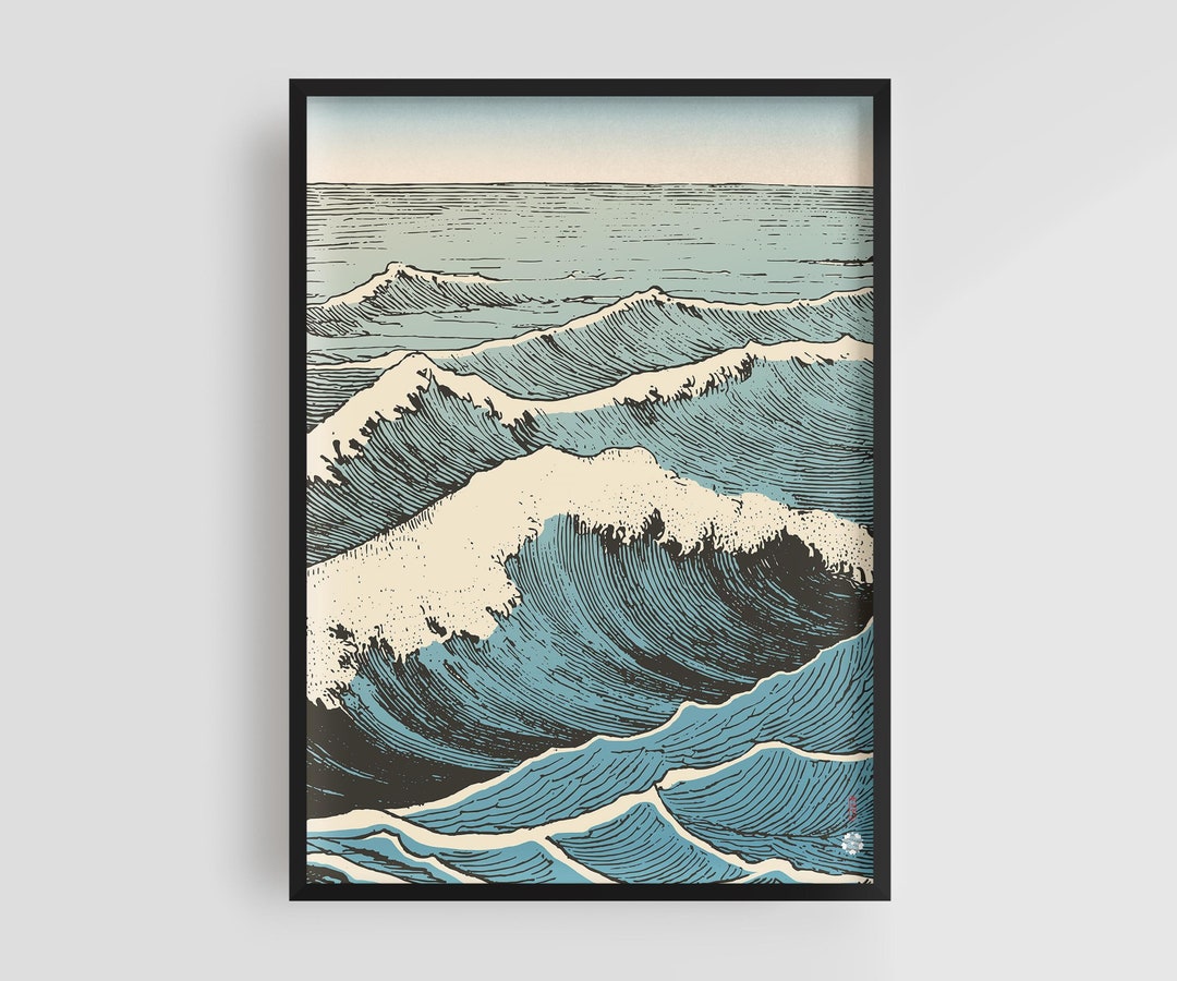 Echoes of the Sea - Japanese Waves, Japanese Art Print, Japanese ...