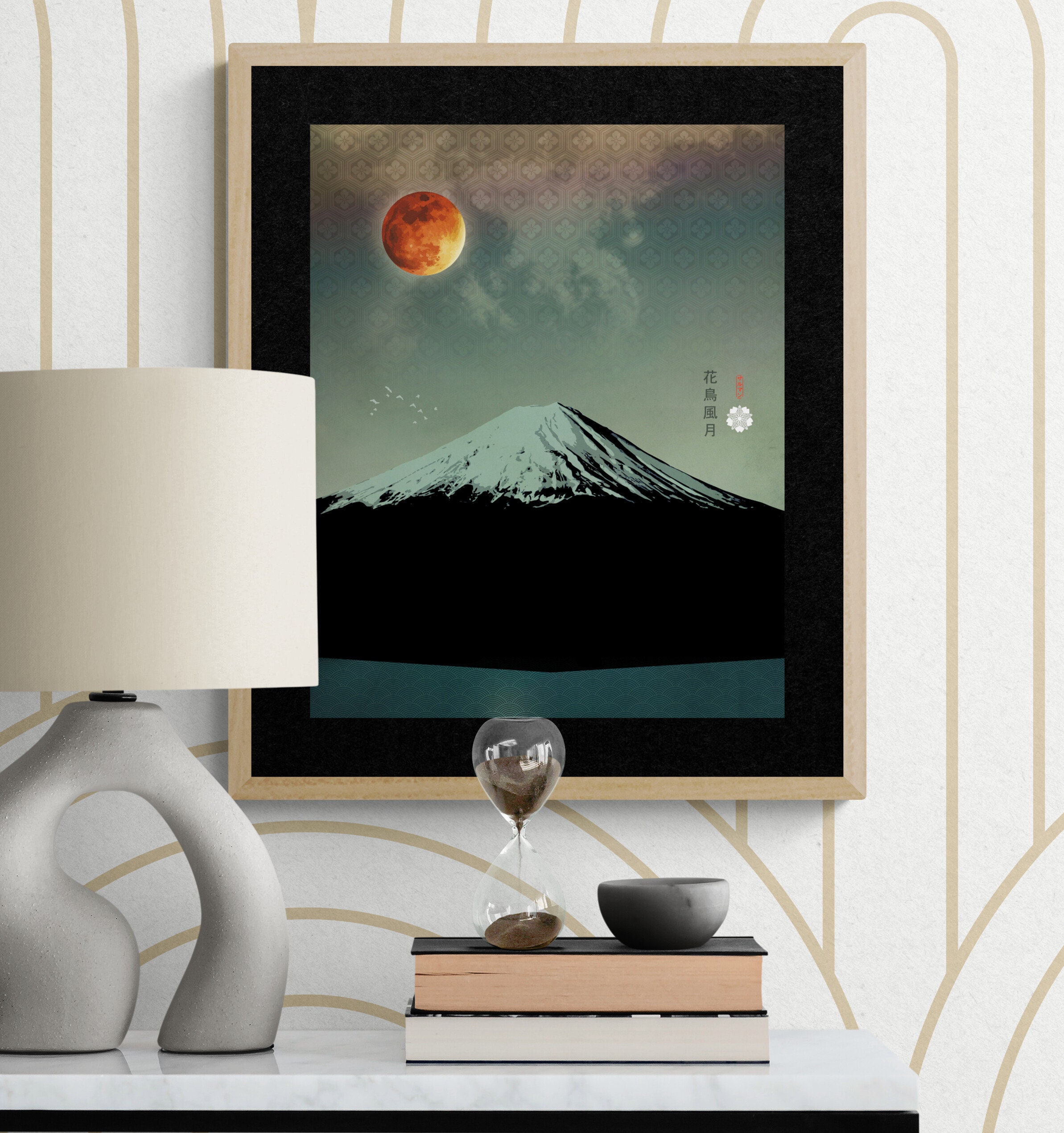 Full Moon Over Mt Fuji - Mount Fuji Wall Art, Moon Poster, Japanese Art ...